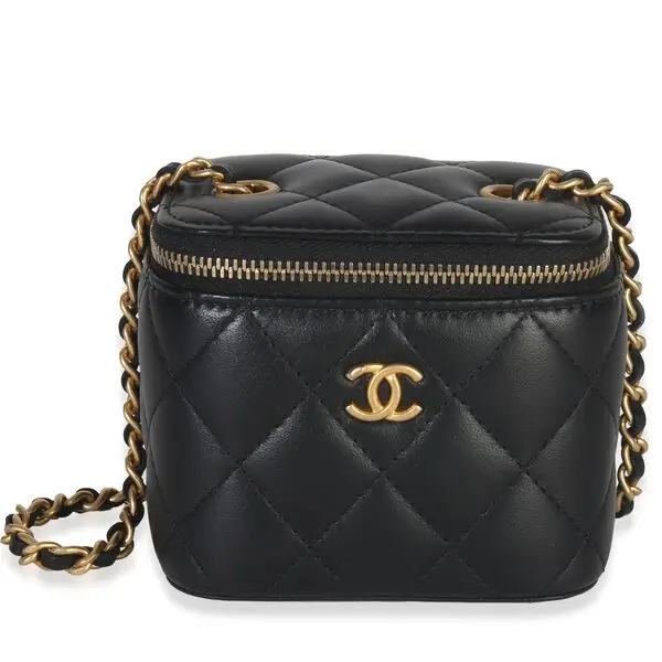 Chanel Quilted Lambskin Pearl Crush Vanity Case - Black