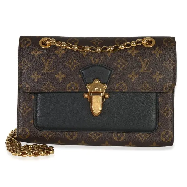 LOUIS VUITTON Black Taurillon Monogram Canvas Victoire Chain Bag - Brown