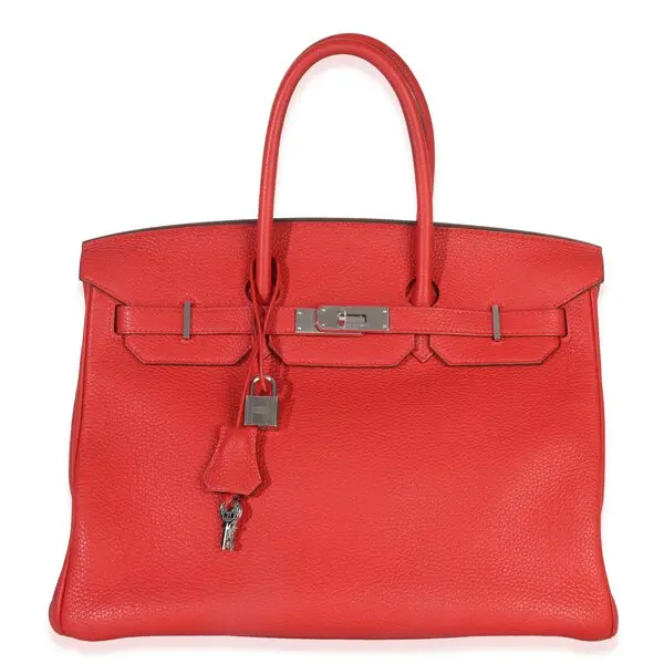 Hermès Rouge Casaque Togo Birkin 35 Phw - Red