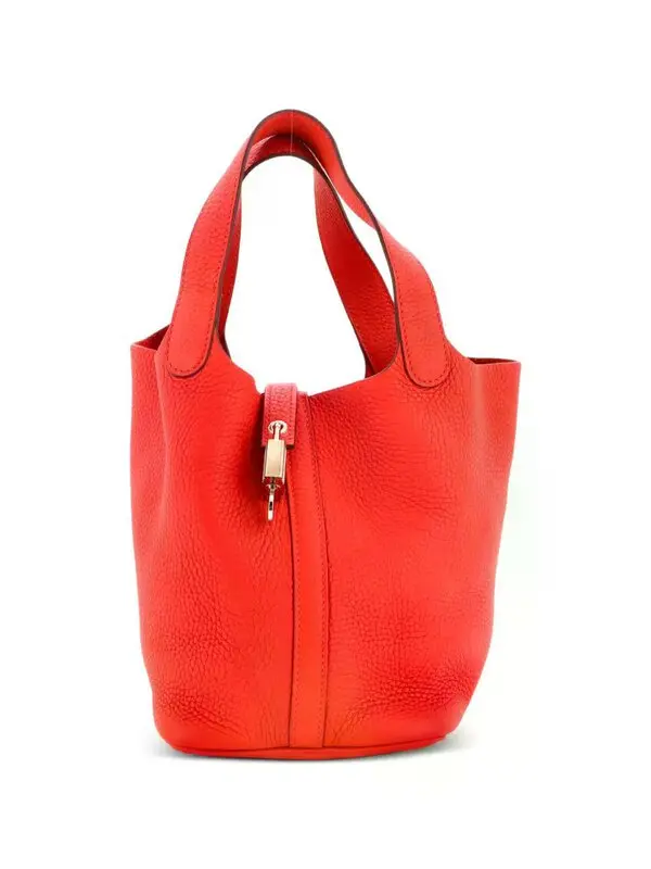 Hermès Picotin Lock Clemence Pm Bucket Bag - Red