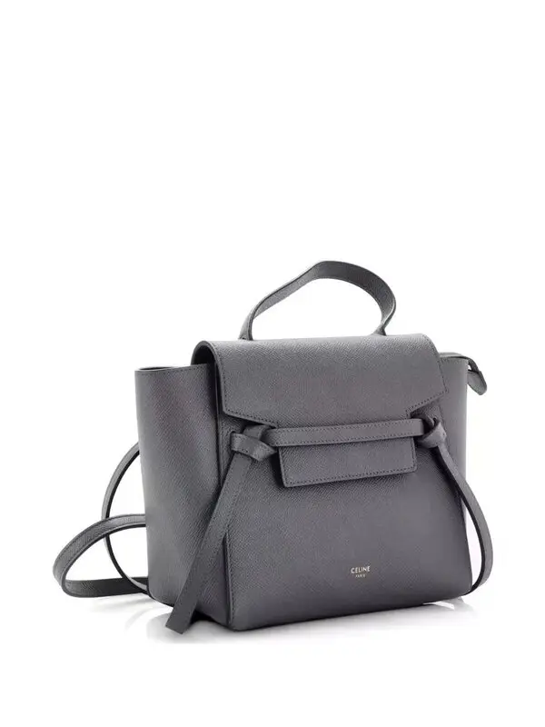Celine Belt Bag Textured Leather Nano Shoulder Bag - Grey