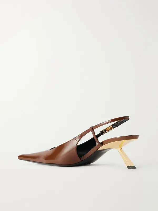 Saint Laurent Lee Glossed-leather Slingback Pumps