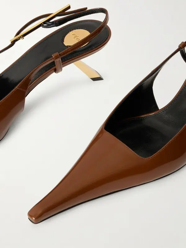 Saint Laurent Lee Glossed-leather Slingback Pumps