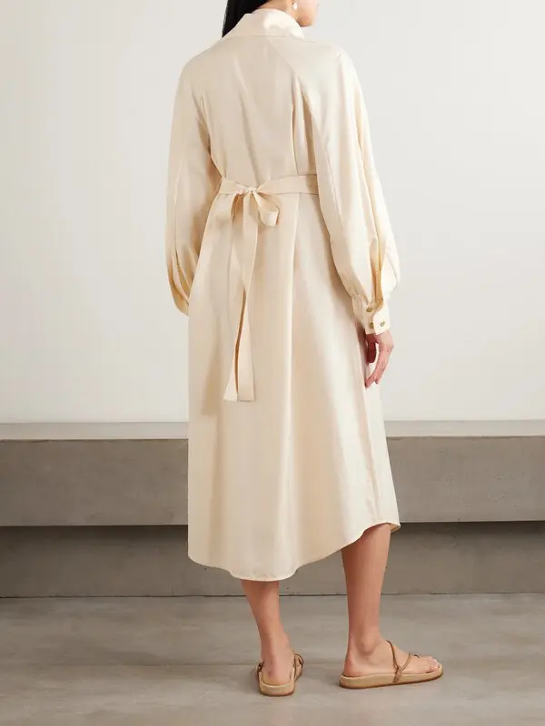 Zimmermann Luna Obi Ruffled Silk Midi Shirt Dress