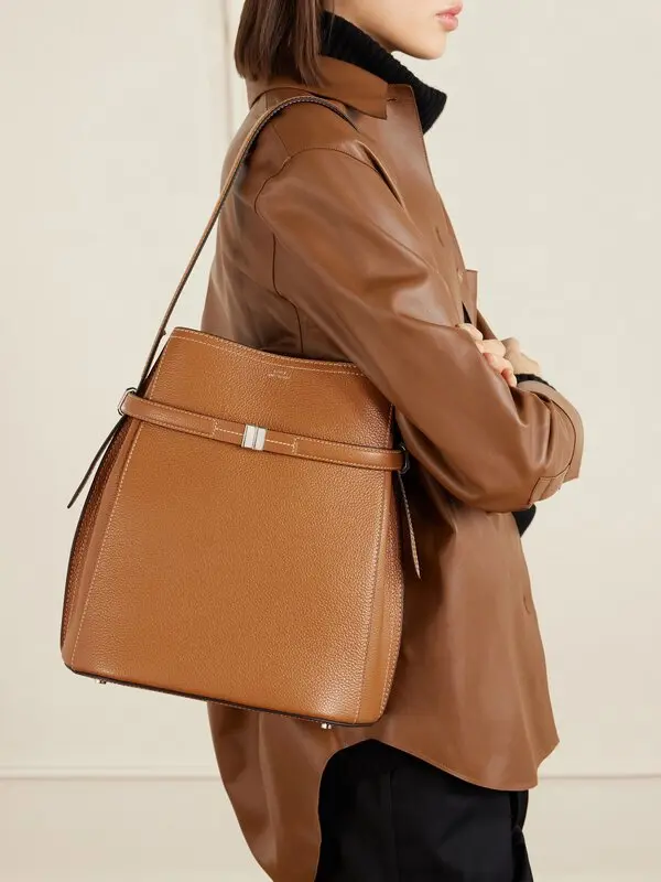 TOTEME Belted Textured-leather Tote