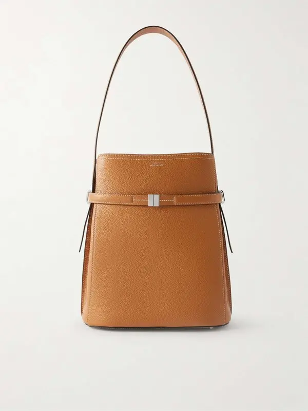 TOTEME Belted Textured-leather Tote - Tan