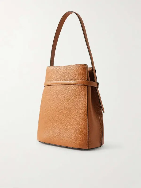 TOTEME Belted Textured-leather Tote