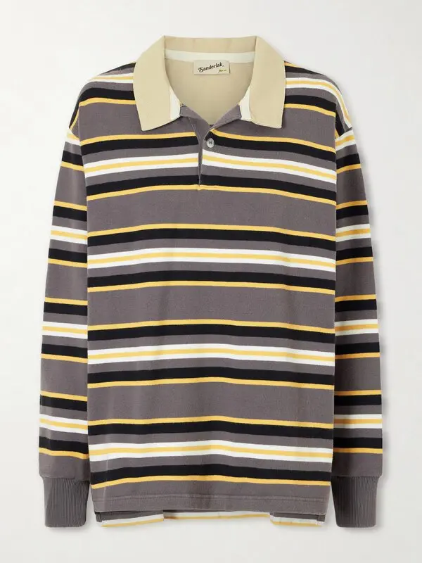 SANDERLAK Striped Cotton-jersey Polo Shirt - Multi