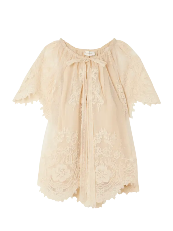 Zimmermann Luna Scalloped Lace Blouse