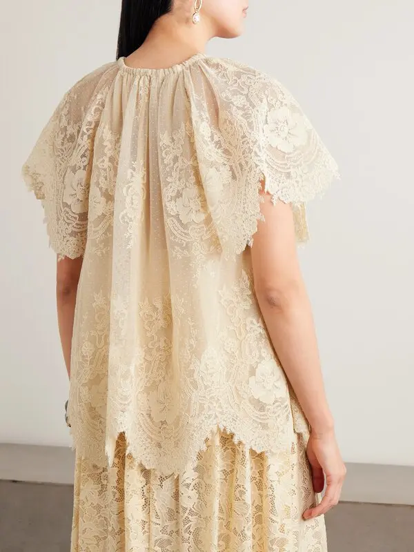 Zimmermann Luna Scalloped Lace Blouse