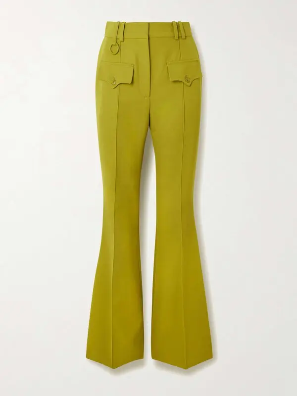 Zimmermann Luna Twill Wide-leg Pants - Green