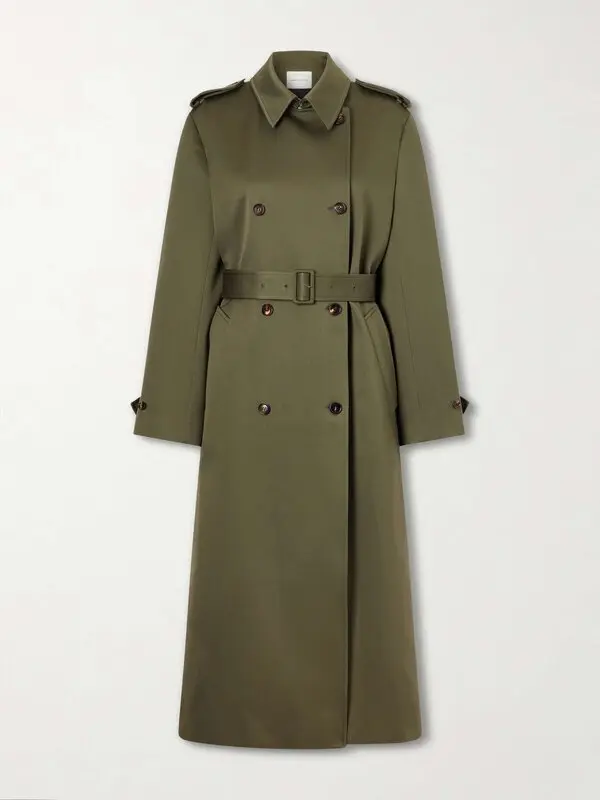 Veronica De Piante Amara Double-breasted Belted Cotton Trench Coat - Dark Green