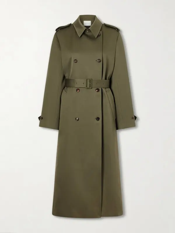 Veronica De Piante Amara Double-breasted Cotton Trench Coat - Green