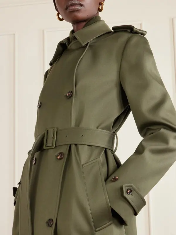 Veronica De Piante Amara Double-breasted Belted Cotton Trench Coat