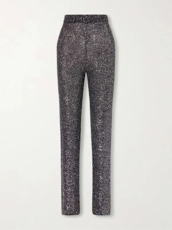 Valentino Garavani Sequined Knitted Straight-leg Pants - Black