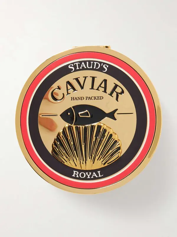Staud Caviar Enamel -tone Clutch - Gold