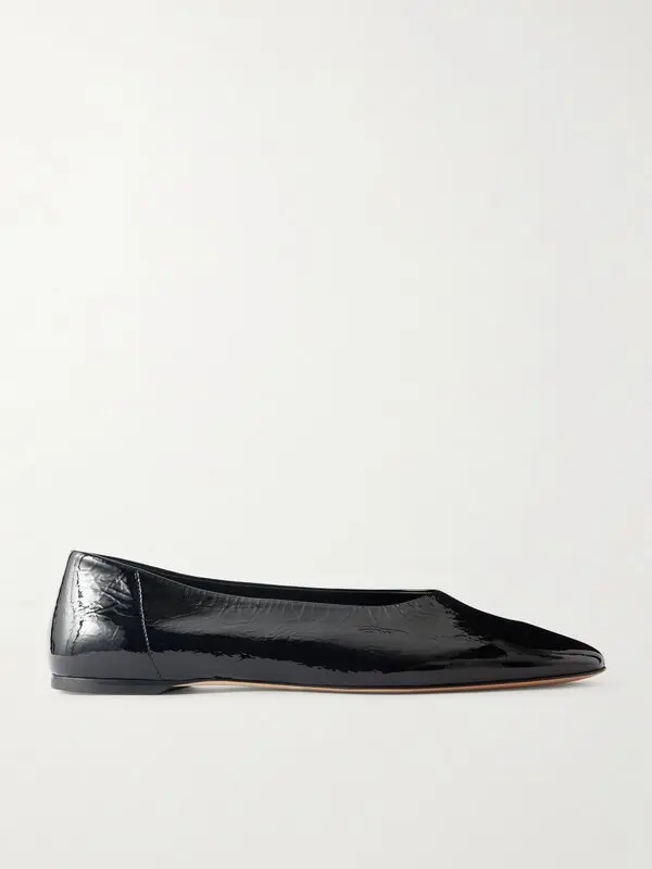 TOTEME Crinkled Patent-leather Ballet Flats