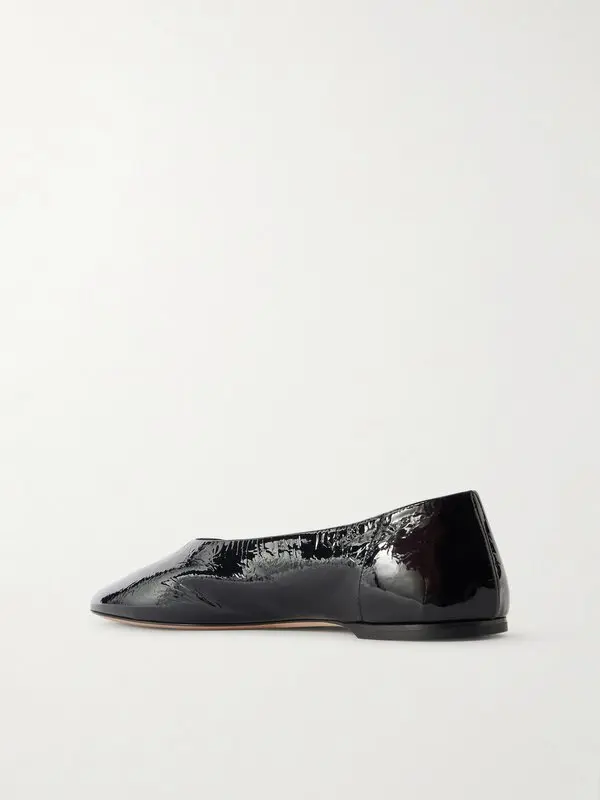TOTEME Crinkled Patent-leather Ballet Flats