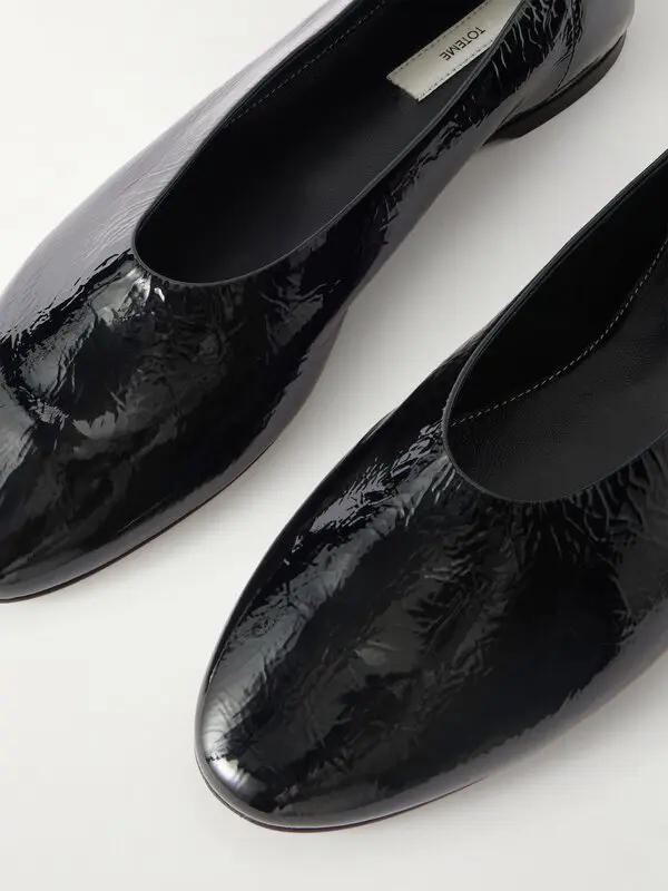 TOTEME Crinkled Patent-leather Ballet Flats
