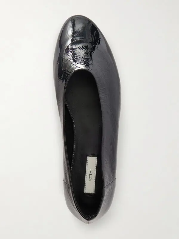 TOTEME Crinkled Patent-leather Ballet Flats