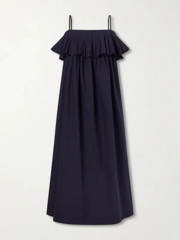 Sea Lois Ruffled Cotton-twill Midi Dress - Blue