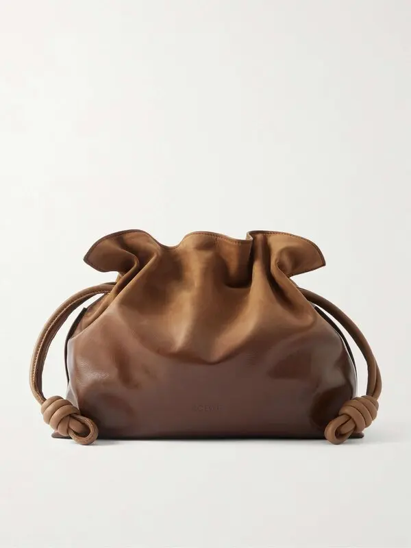 Loewe Flamenco Medium Dégradé Patent-nubuck Clutch - Brown