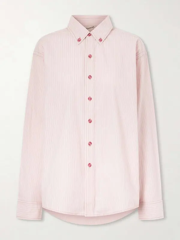 SANDERLAK Striped Cotton Shirt - Baby Pink