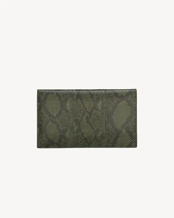 Saint Laurent Paris Pouch In Python In Green