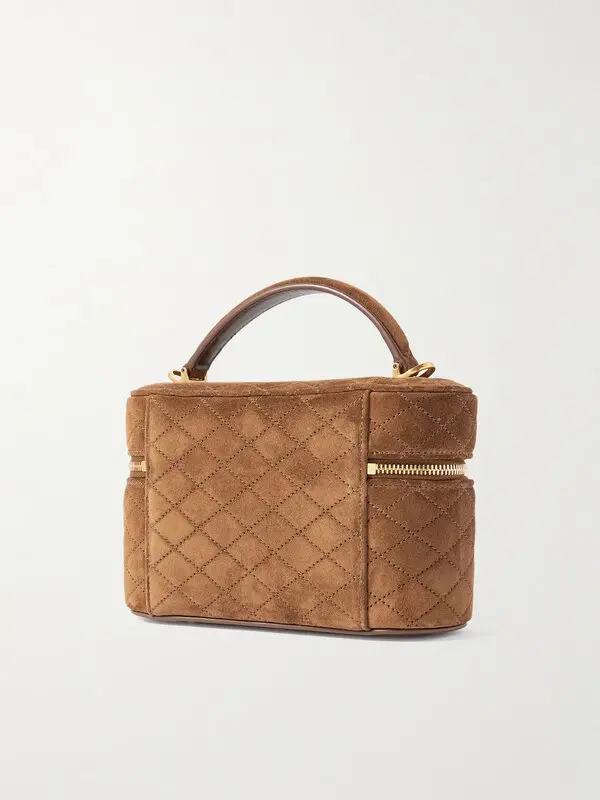Saint Laurent Gaby Vanity Mini Quilted Suede Shoulder Bag - Brown