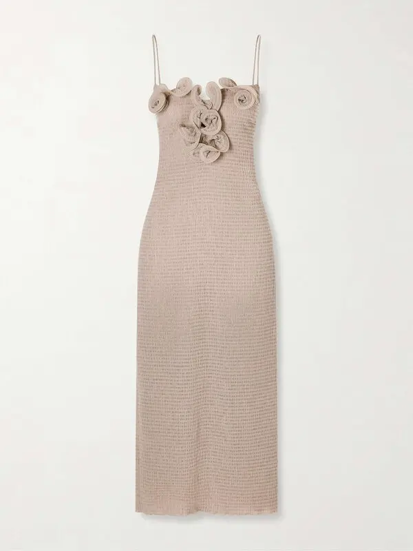 Magda Butrym Embellished Textured Woven Midi Dress - Brown