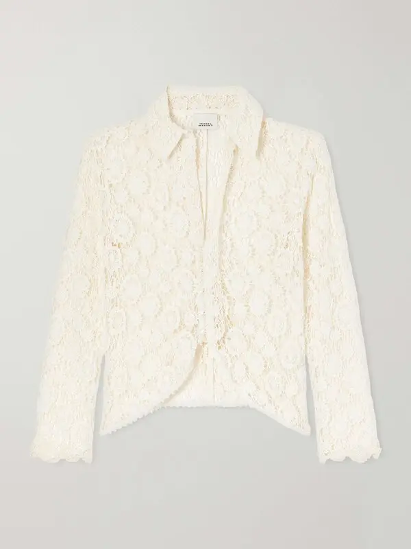 Isabel Marant Tie-detailed Cotton-lace Shirt - White