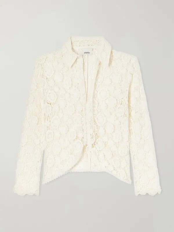 Isabel Marant Tie-detailed Cotton-lace Shirt - White