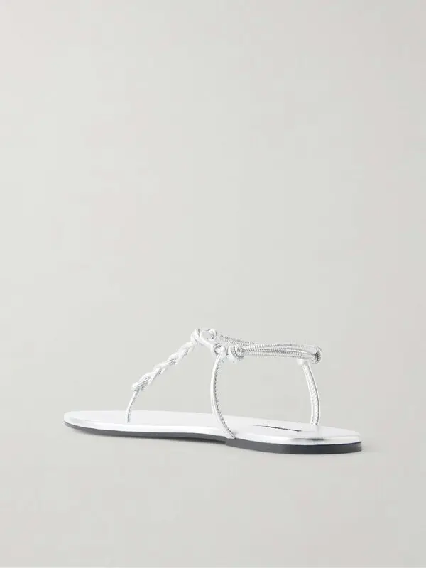 JIL SANDER Braided Metallic Leather Sandals
