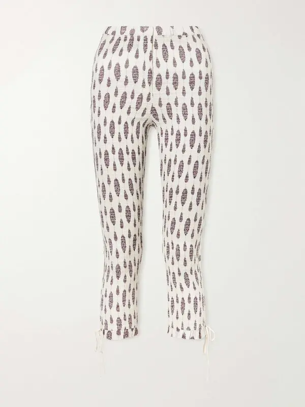 Isabel Marant Alene Smocked Floral-print Cotton Capri Pants - Ecru