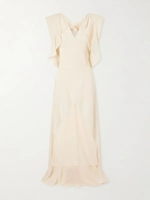 LANVIN Ruffled Silk-georgette Gown - Neutrals