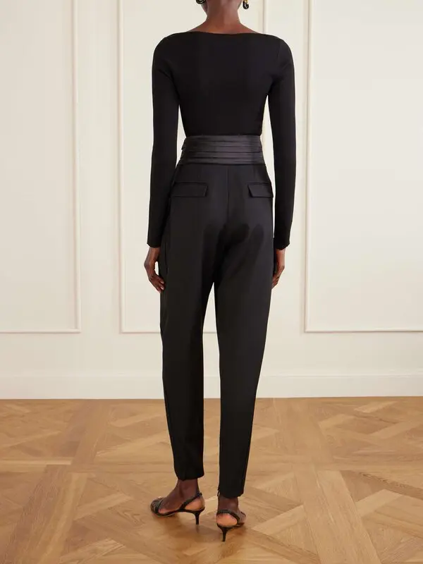LANVIN Pleated Charmeuse And Draped Wool Tapered Pants