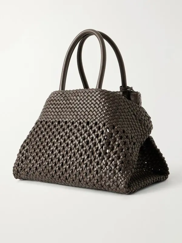 FERRAGAMO Hug Small Woven Leather Tote - Brown