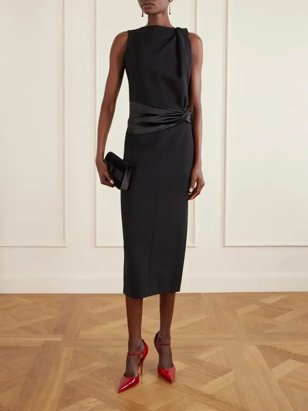 LANVIN Open-back Draped Midi Dress - Black