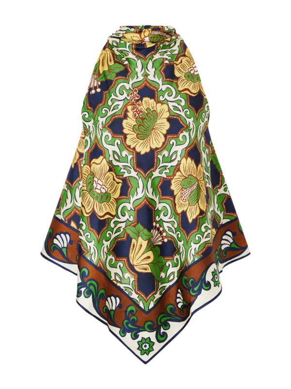 ALEMAIS Liana Open-back Printed Silk-twill Top - Multi