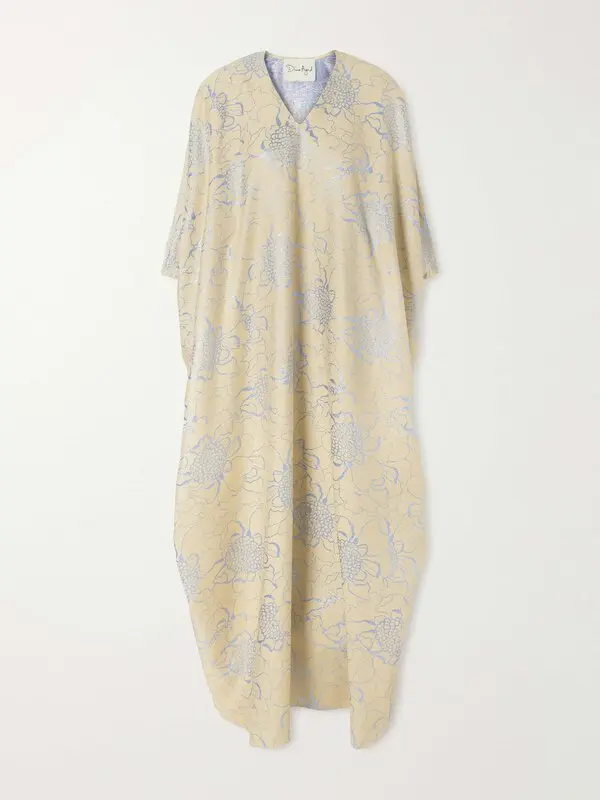 DIMA AYAD Floral-embroidered Woven Kaftan