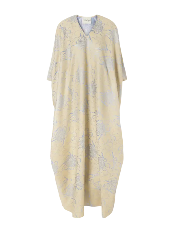 DIMA AYAD Floral-embroidered Woven Kaftan - Yellow