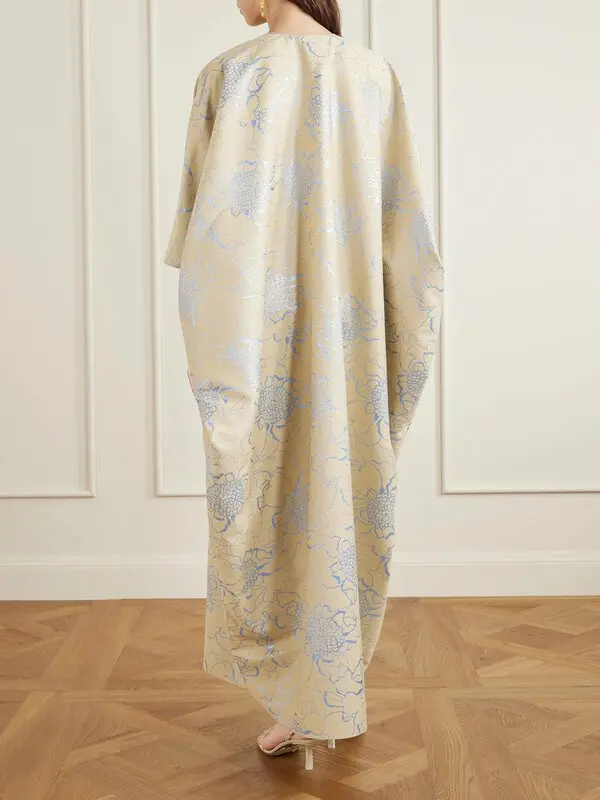 DIMA AYAD Floral-embroidered Woven Kaftan