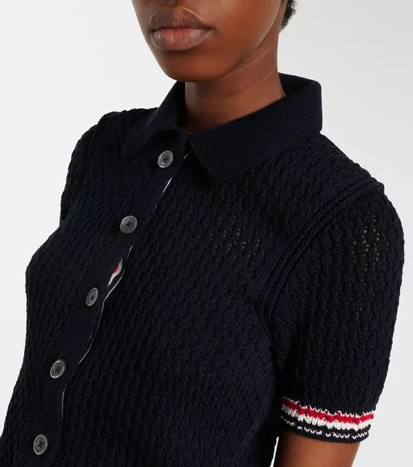 Thom Browne Pointelle Cotton Cardigan - Blue