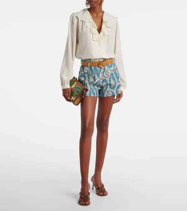 Etro Paisley Denim Shorts