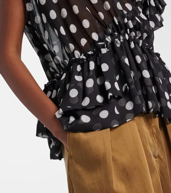 Dries Van Noten Polka-dot Ruffled Top