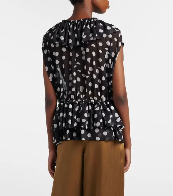 Dries Van Noten Polka-dot Ruffled Top
