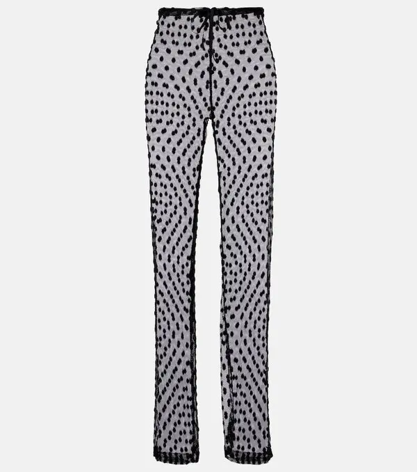 Dries Van Noten Polka-dot Mesh Slim Pants - Black