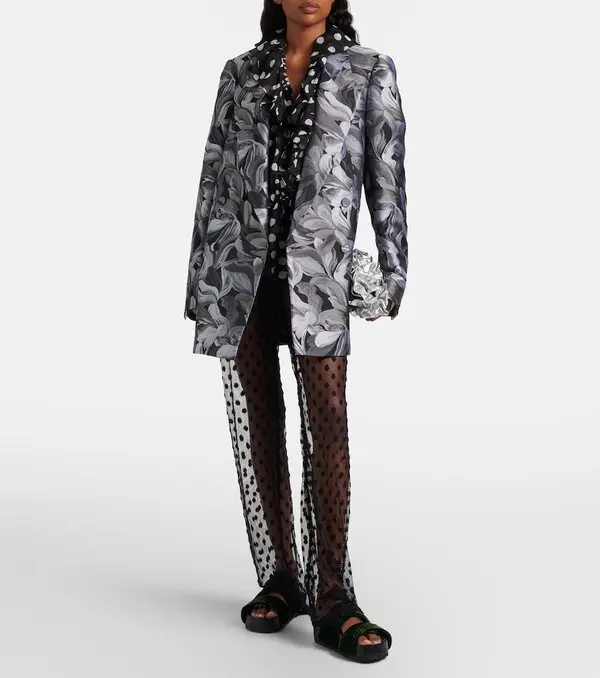 Dries Van Noten Polka-dot Mesh Slim Pants