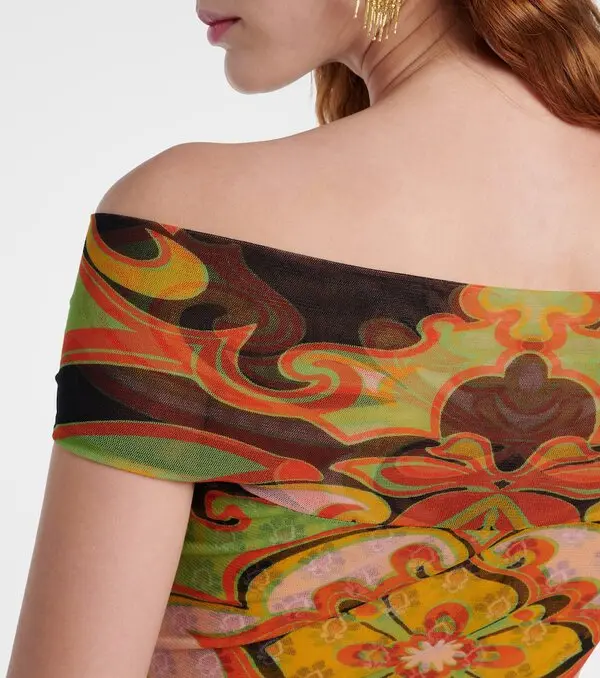 Etro Printed Off-shoulder Bodysuit - Multicoloured