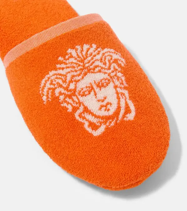 Versace Medusa Cotton Terry Slippers - Orange
